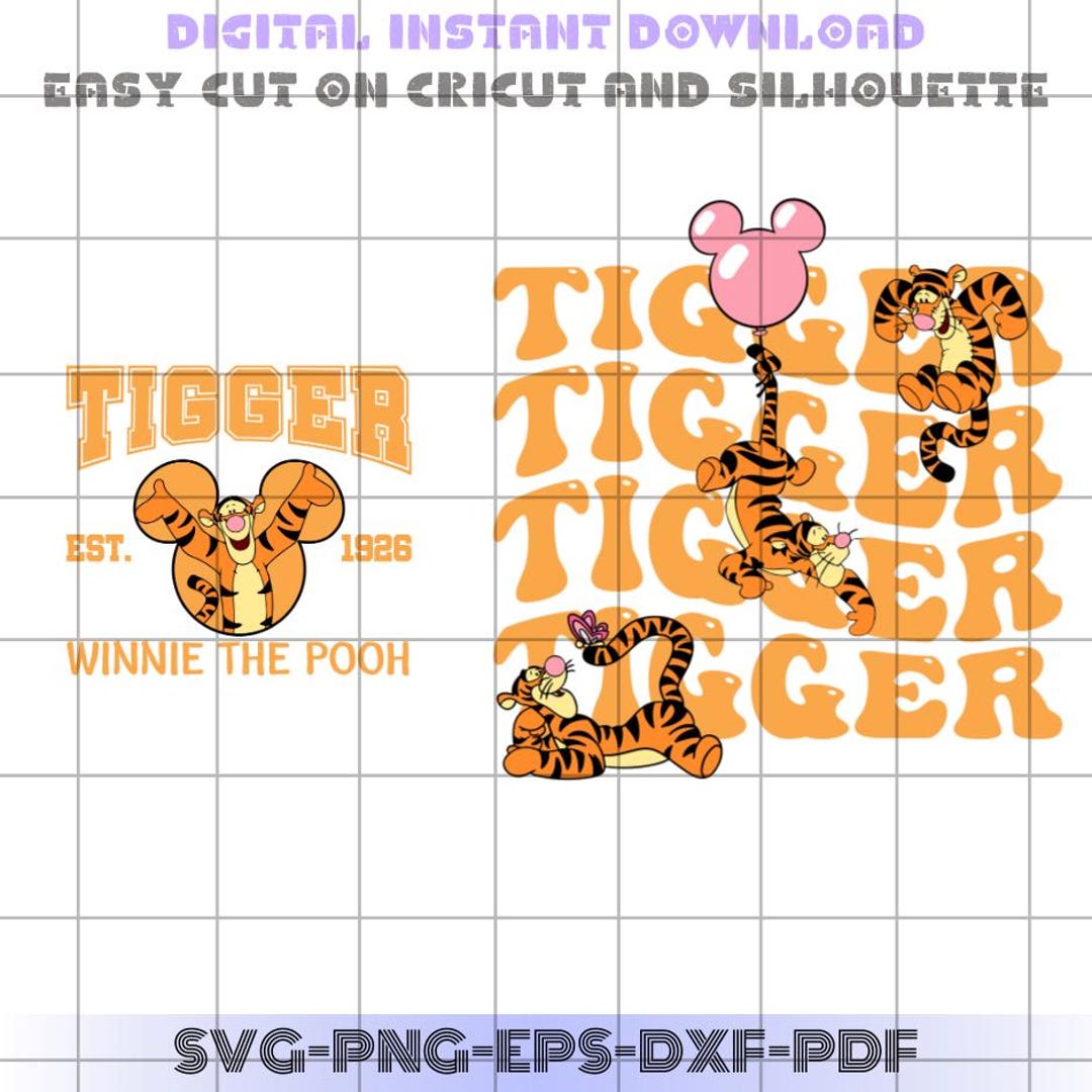 Winnie the Pooh Tigger Svg Bundle, Front Back Shirt Tigger Png, Svg ...
