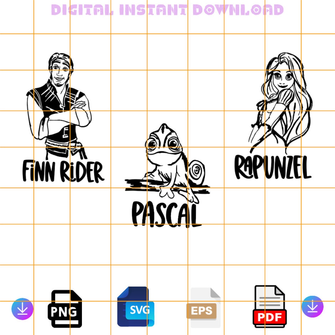 Rapunzel and Friends Svg Bundle, Princess Digital File, Cute Lizard Svg ...