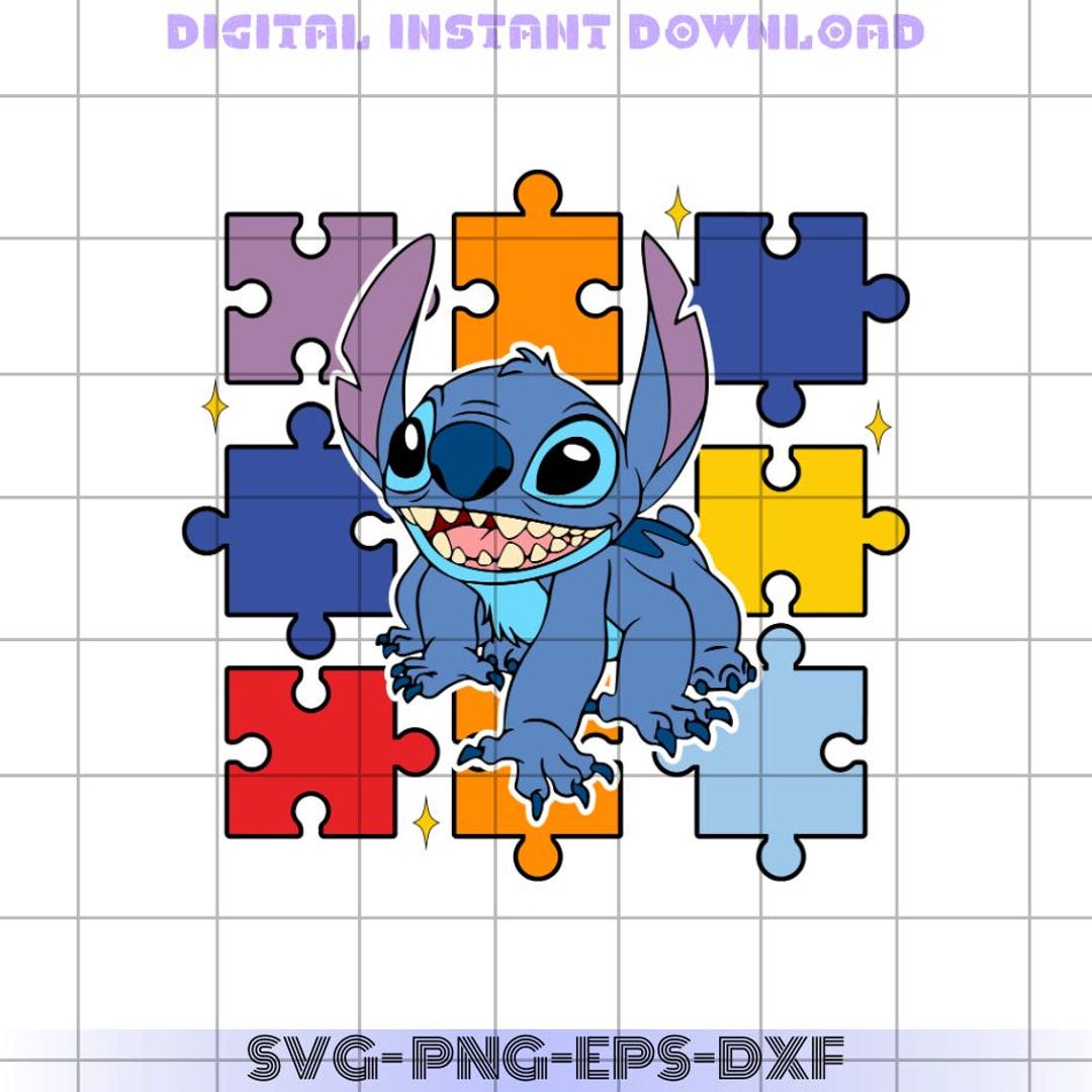 Stitch Autism Puzzle Svg, Autism Png, Autism Awareness Digital File ...