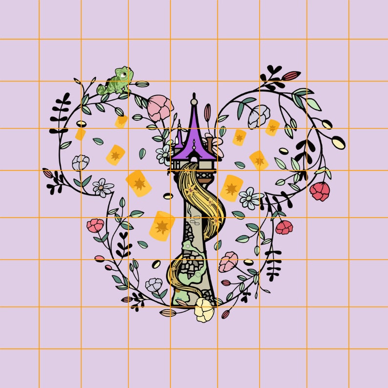 Rapunzels Tower Svg, Princess Castle Digital File, Mickeyy Floral Svg ...