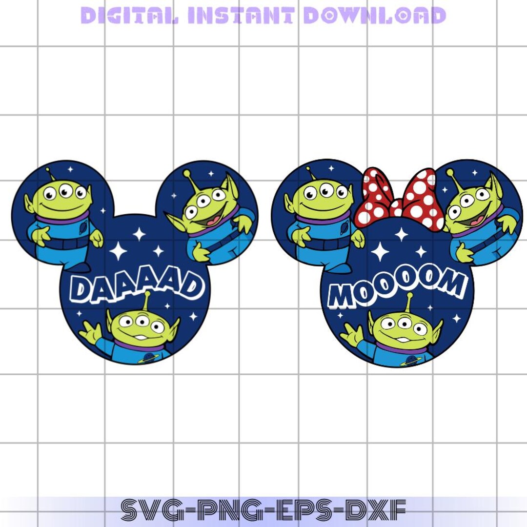Alien Mickey Head Svg Bundle, Alien Minnie Png Bundle, Toy Story ...