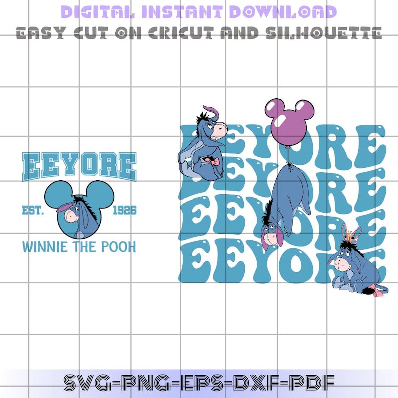 Winnie the Pooh Eeyore Svg Bundle, Front Back Shirt Eeyore Png, Svg ...