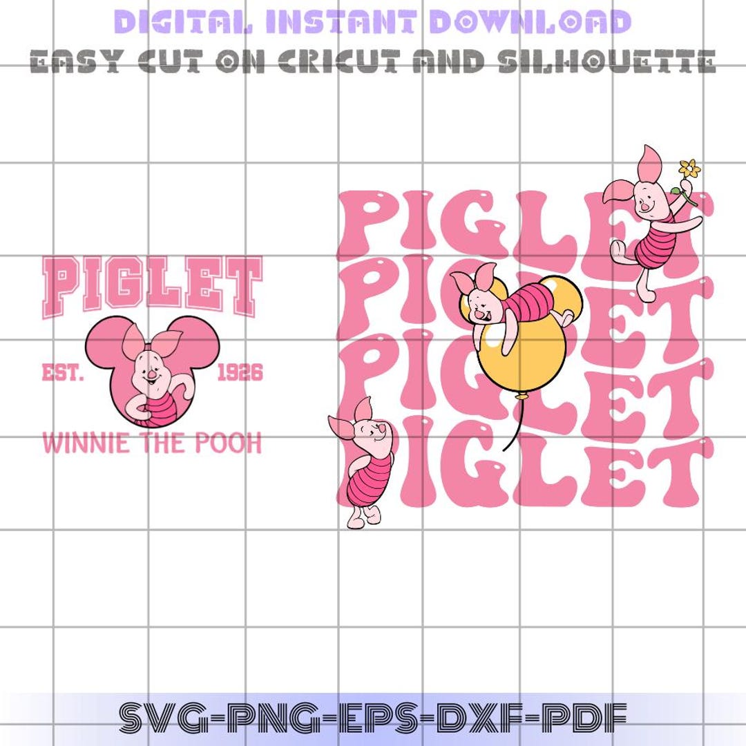 Winnie the Pooh Piglet Svg Bundle, Front Back Shirt Piglet Png, Svg ...