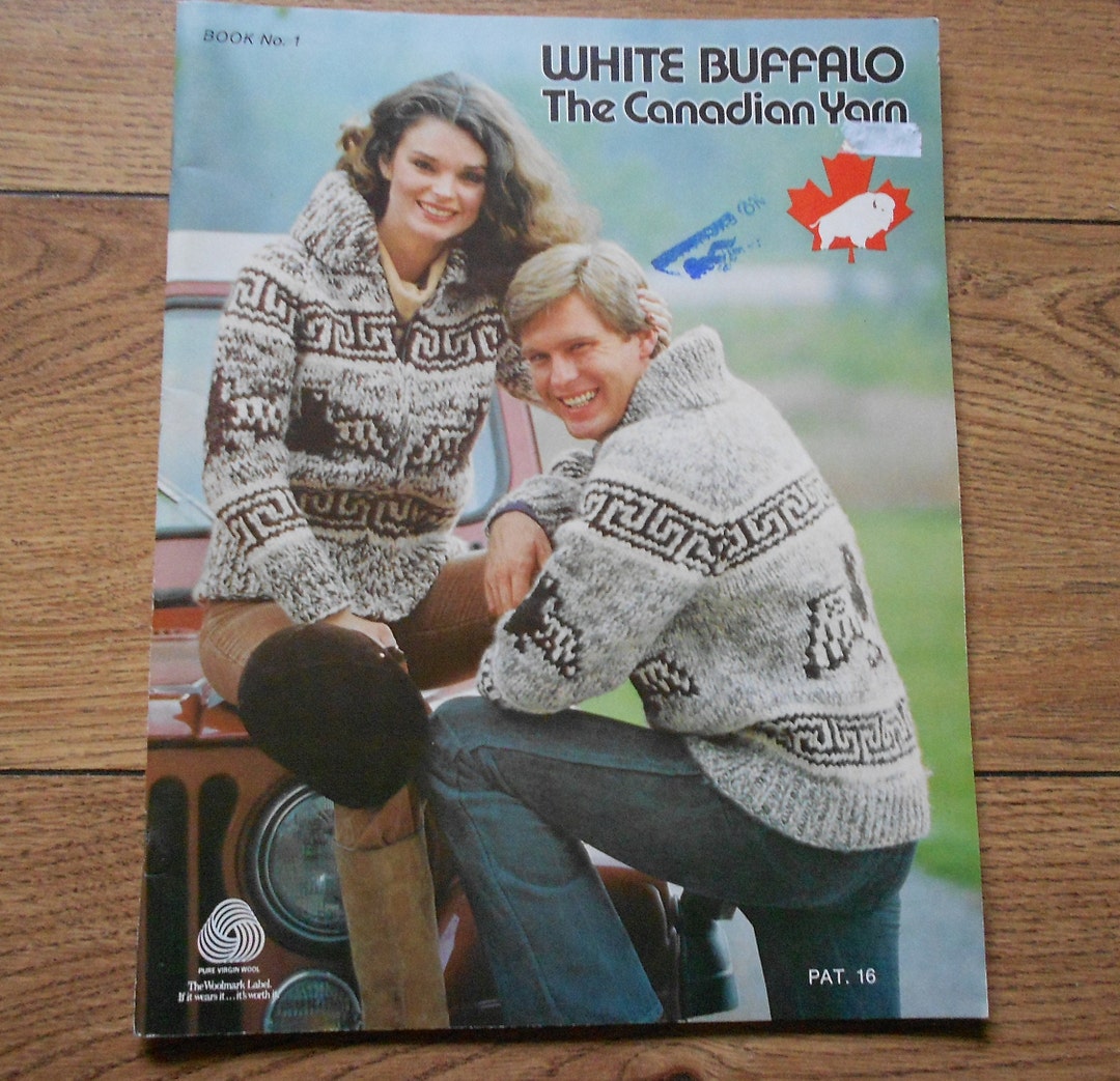 Vintage WHITE BUFFALO Knitting Patterns Cowichan Sz - Etsy