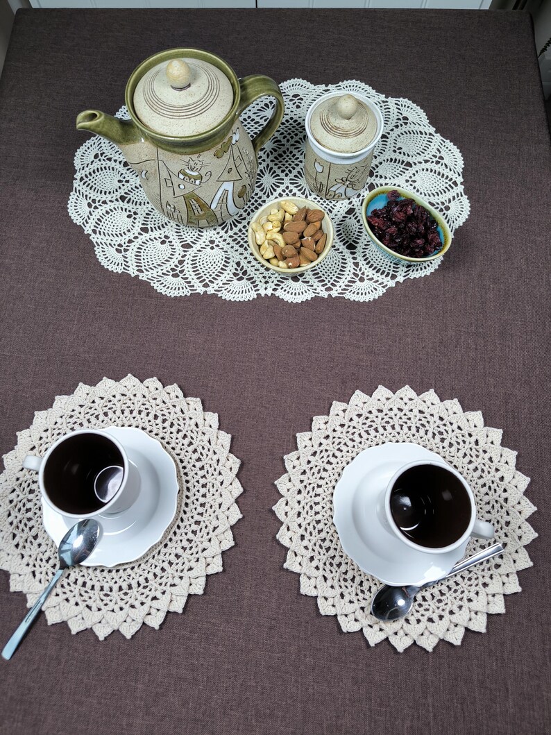 Large Crochet Lacy Doily Handmade Dining Tabletop - Etsy