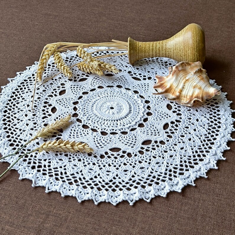 Elegant Classic Lacy Crochet Doily Handmade Ornate Artistic Centerpiece Dining Table Intricate ...