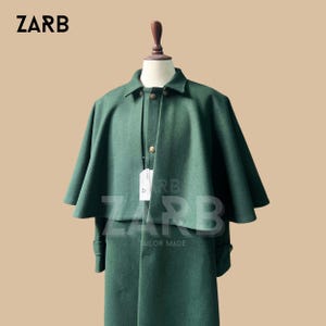 Custom Tailored Green Wool Inverness Cape: Sherlock Holmes Victorian ...