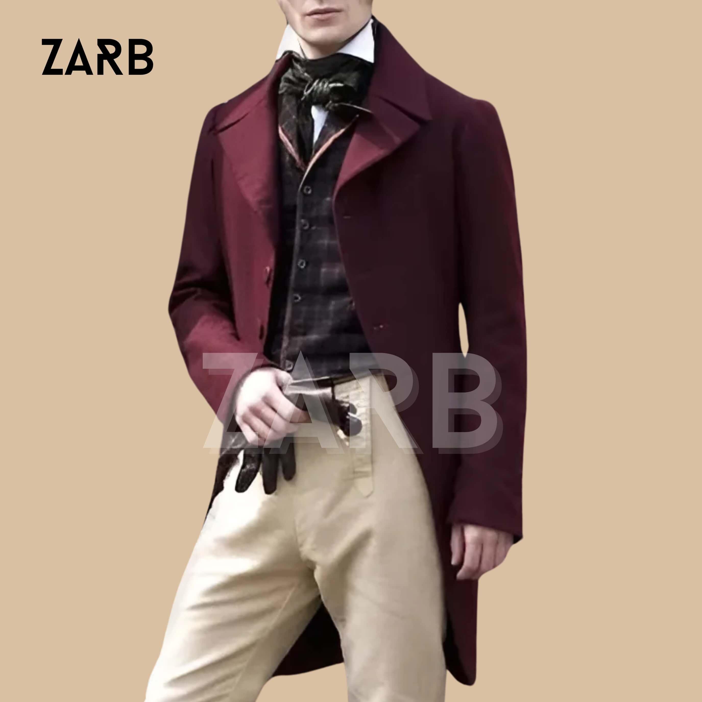 Men's Burgundy Regency Tailcoat – 19th Century Victorian Frock Coat ...
