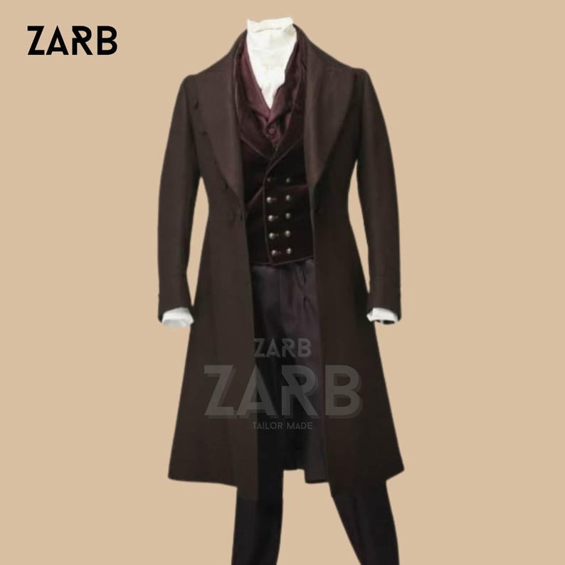 Brown Regency Frock Coat Men | Bridgerton Colin Style Costume | Wool ...