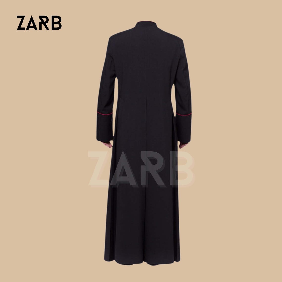 Traditional Black Roman Cassock With Red Piping, Wool Clergy Vestment ...