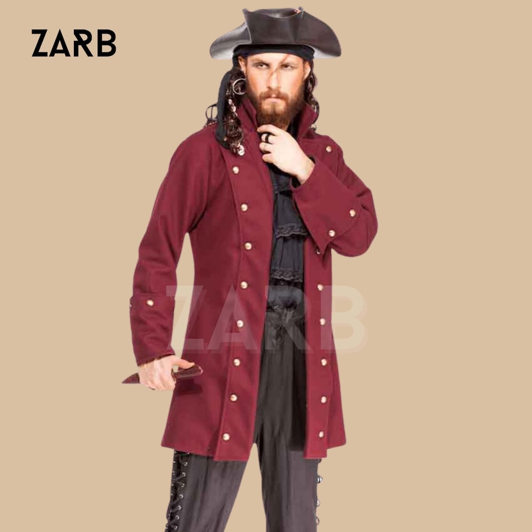 Men's Pirate Captain Coat - Blackbeard Jacket, Historical Reenactment ...