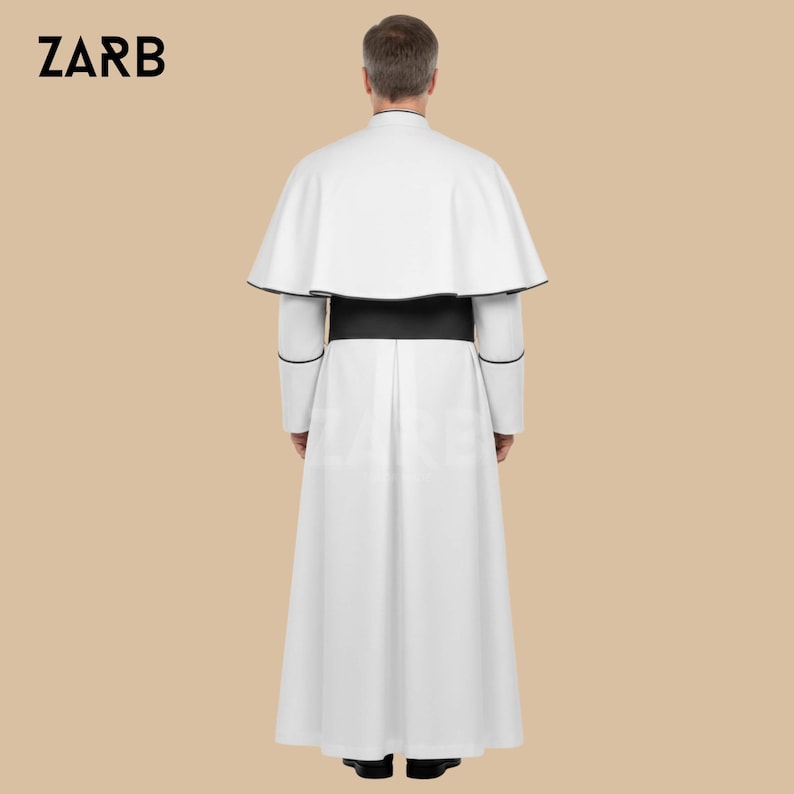 White Roman Cassock With Black Trim | Catholic Clergy Priest Soutane ...