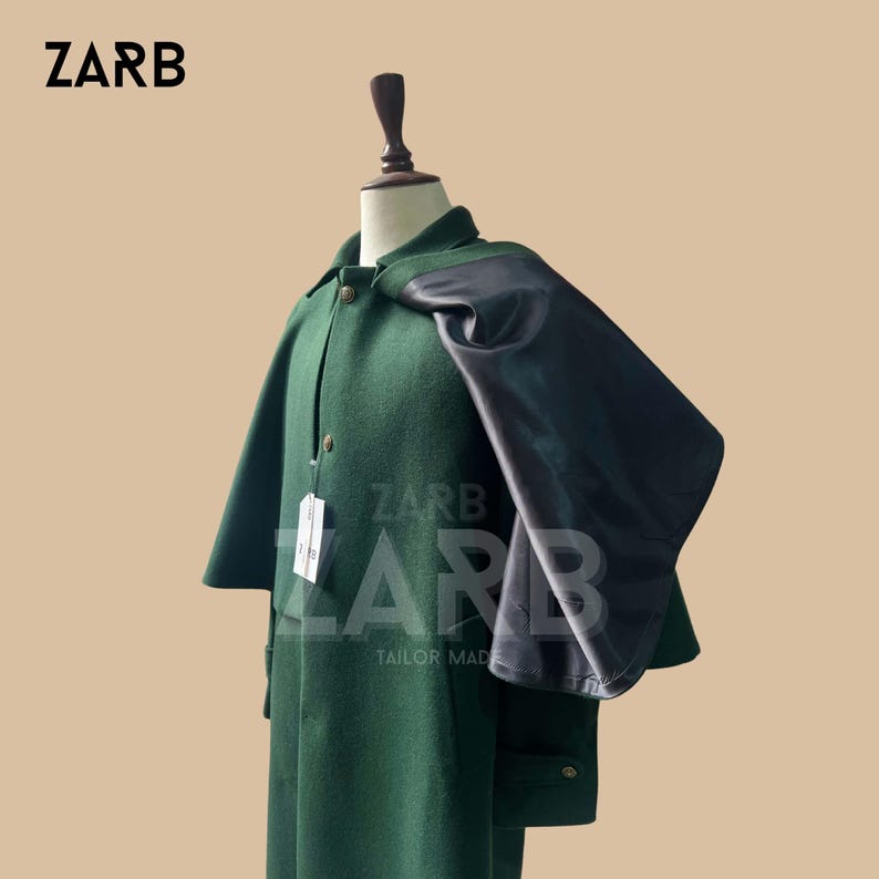 Custom Tailored Green Wool Inverness Cape: Sherlock Holmes Victorian ...