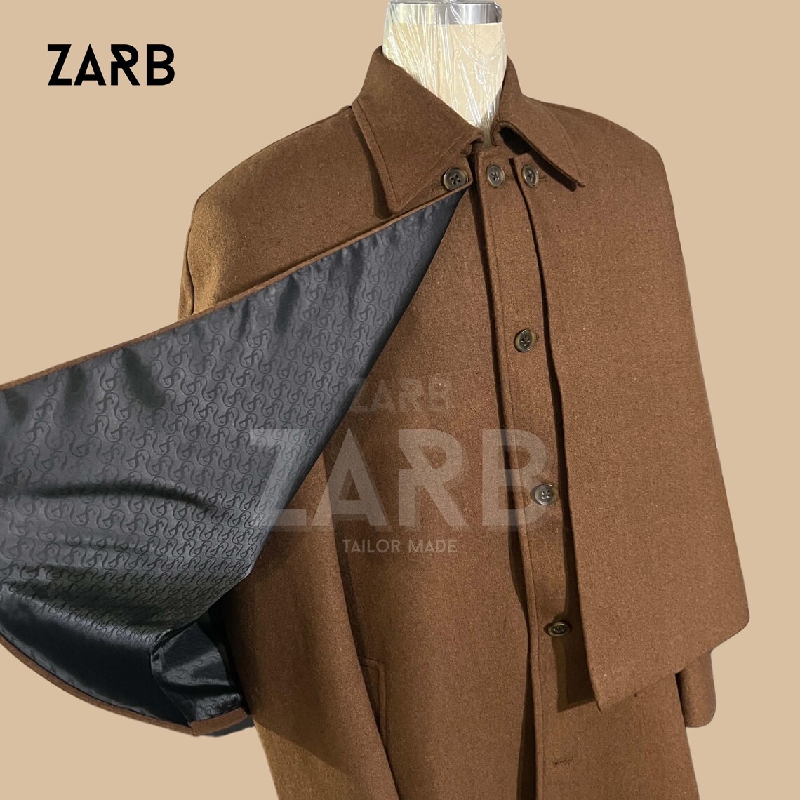 Men's Brown Wool Inverness Cape Coat: Victorian Sherlock Holmes ...
