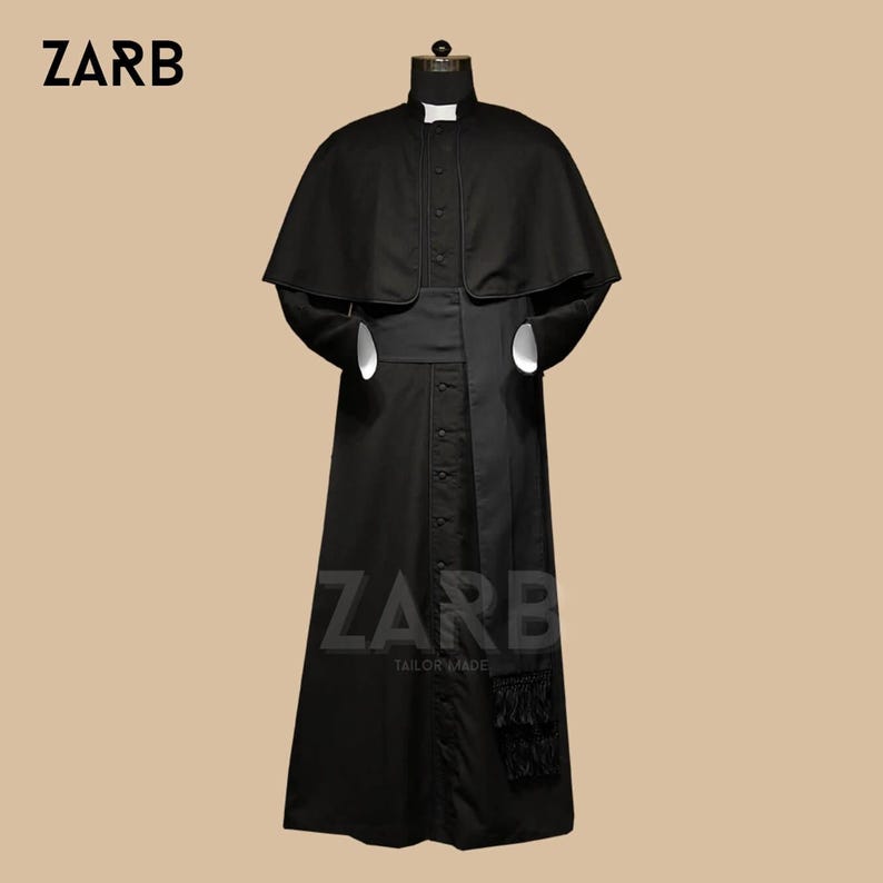 Black Roman Cassock With Cape - Traditional Priest Vestment, Catholic ...