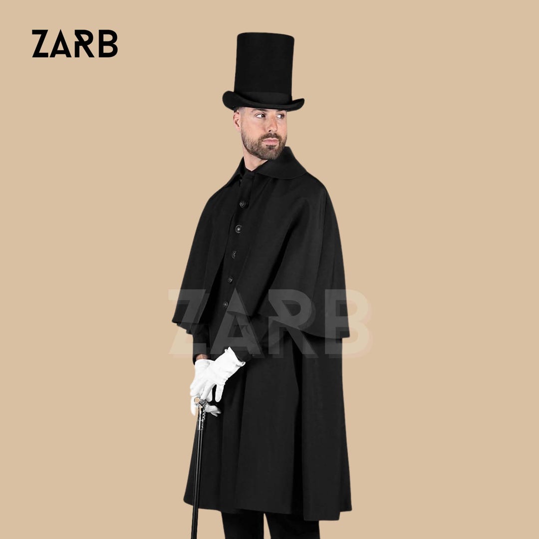 Men's Inverness Cape - Victorian Wool Cloak, Sherlock Holmes Style ...