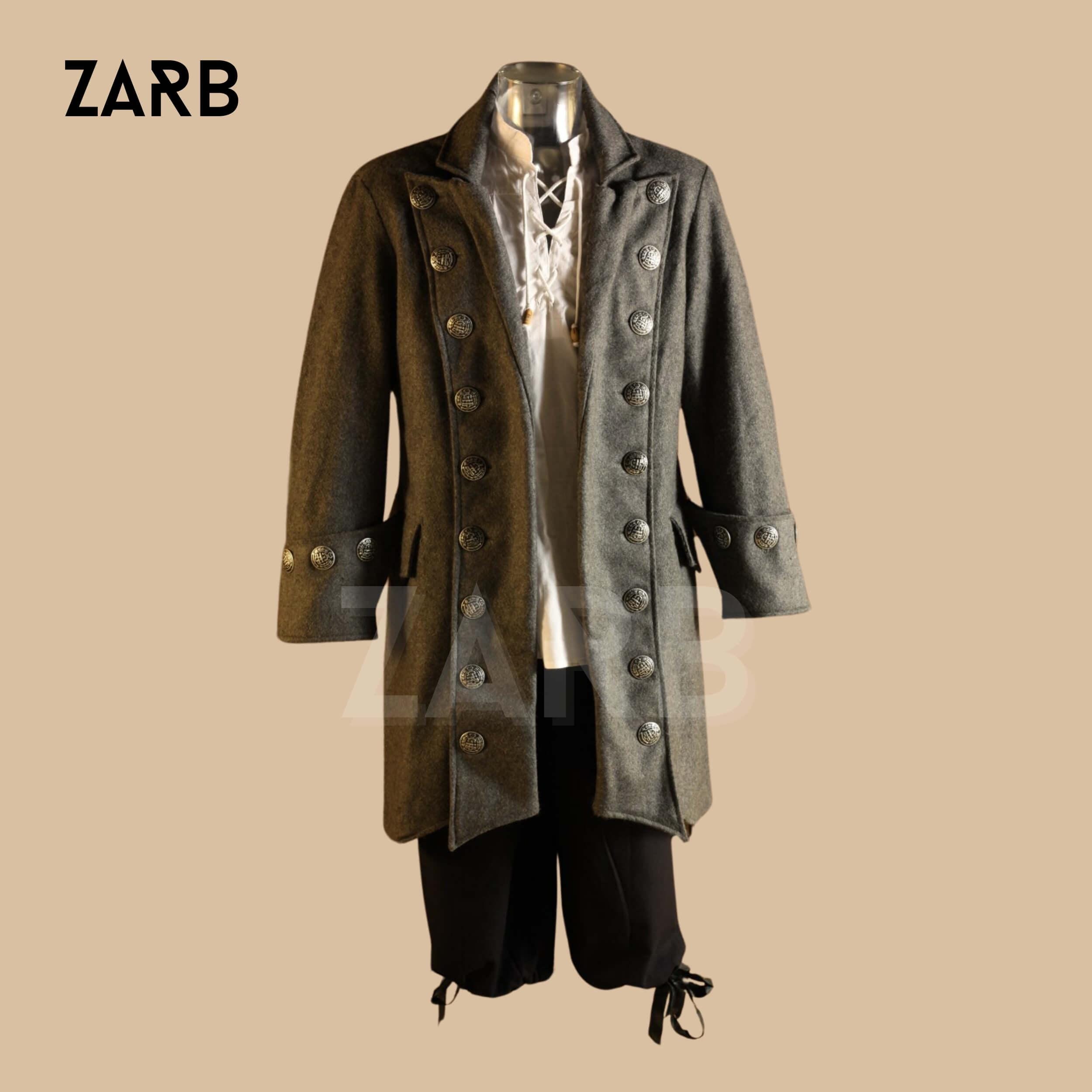 Blackbeard Pirate Coat, Buccaneer Mens Halloween Coat, Pirates of ...