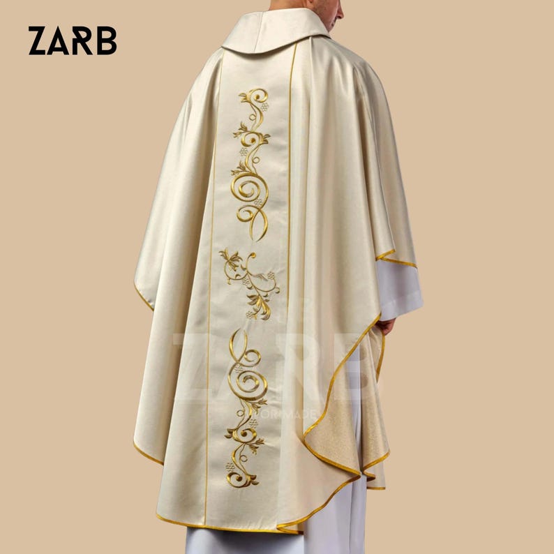 Elegant Embroidered Catholic Priest Chasuble: Gothic Liturgical ...