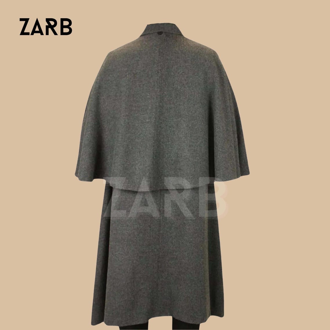Men’s Grey Inverness Cape Coat – Wool Victorian Cloak for Steampunk ...