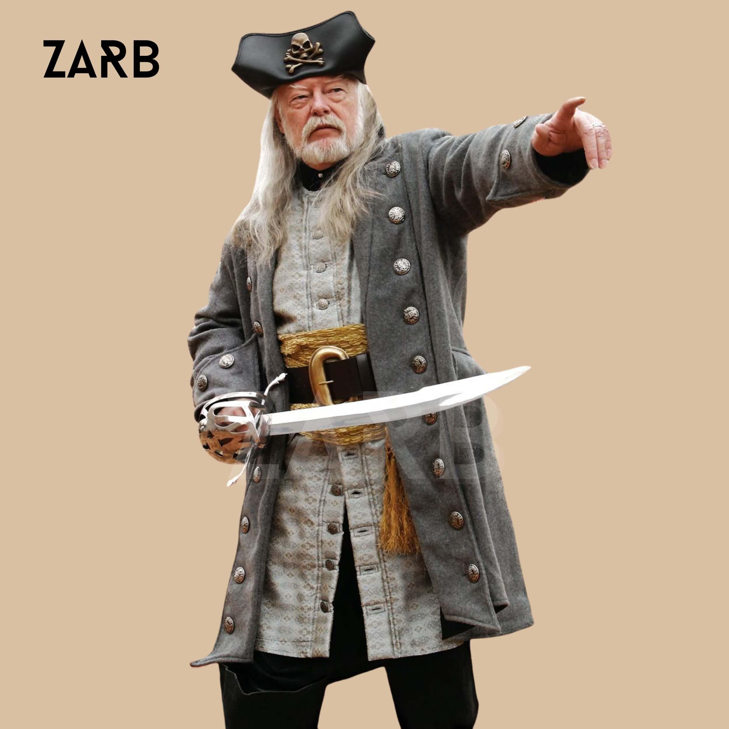 Blackbeard Pirate Coat, Buccaneer Mens Halloween Coat, Pirates of ...