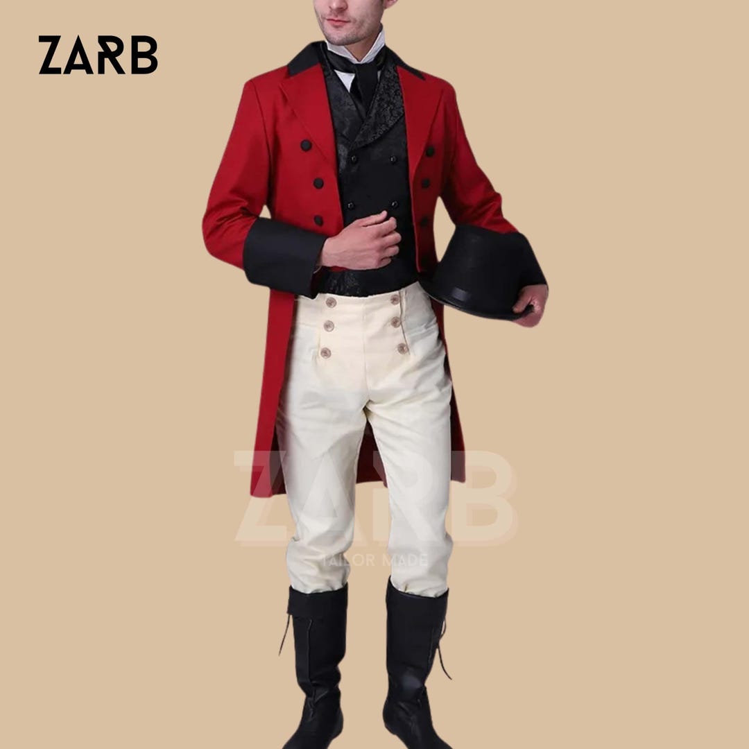 Regency Red Tailcoat Jacket – Historical Steampunk Costume for Weddings ...