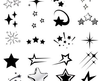 50 Star PNG SVG Bundle, Digital Download, Instant Download, Stars ...