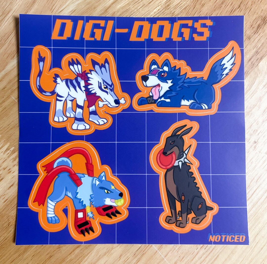 Digi-dogs Digimon Sticker Sheet - Etsy