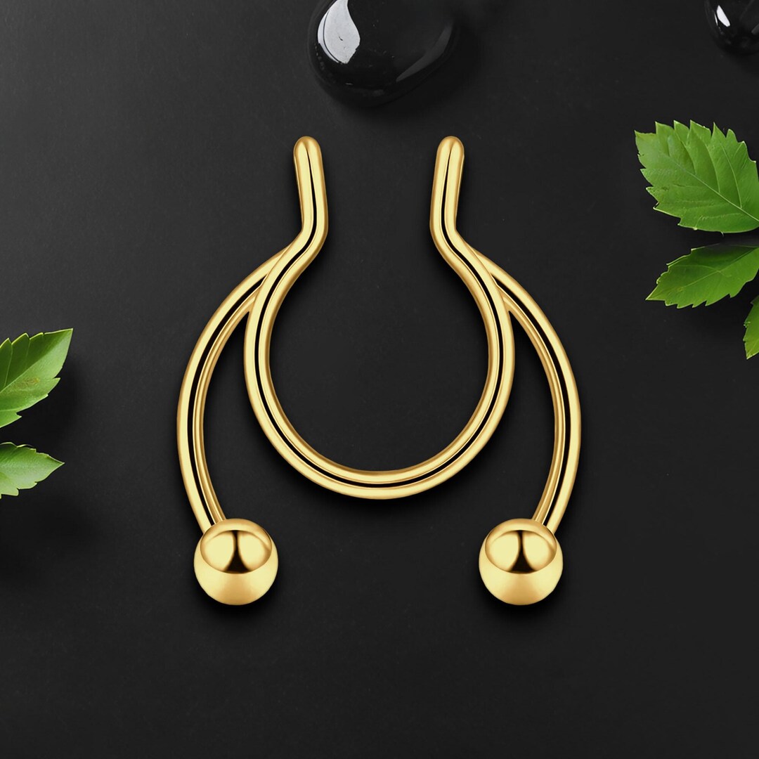 Surgical Steel Septum Cuff With Classic Balls, Nose Fashion, Faux Nose ...