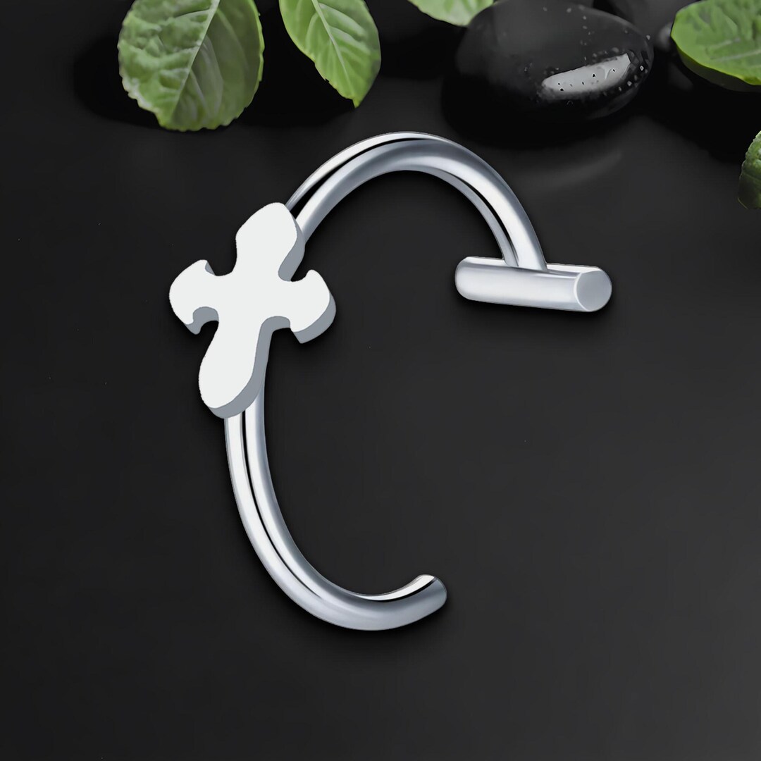 Surgical Steel Lip Ring With Cross Figure, Fake Piercing Labret, Simple ...