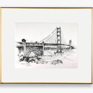 California Series 100% Hand-made Pen Drawings Golden Gate Bridge - Etsy