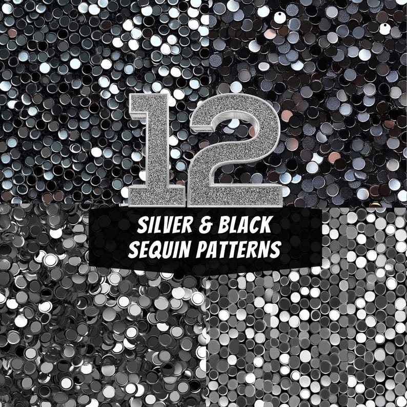 12 Black and Silver Sequin Patterns - Etsy