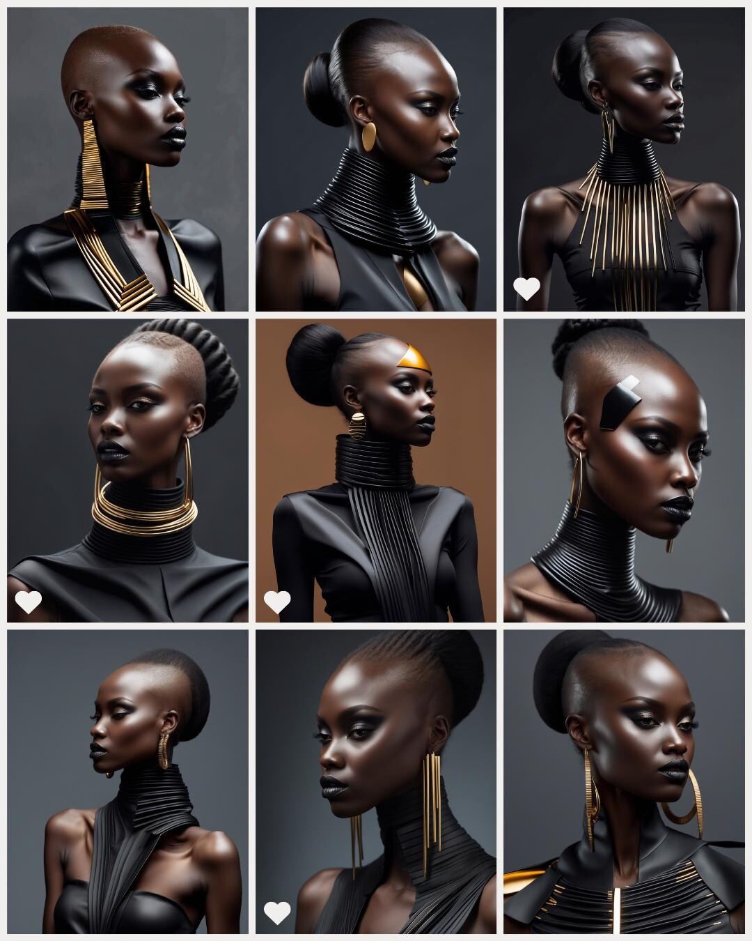 Golden Elegance: Black Glamour Supermodel Wall Art Collection | Luxury ...