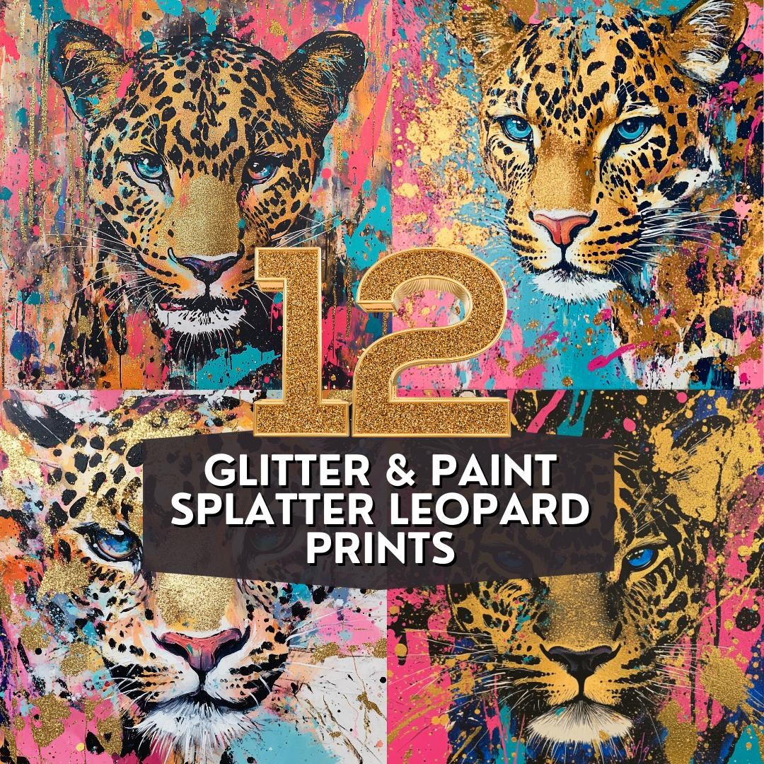 12 Glitter & Paint Splatter Leopard Prints - Etsy