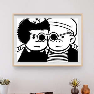 Nancy & Sluggo Charming Illustration of Two Friends Sharing Glasses ...