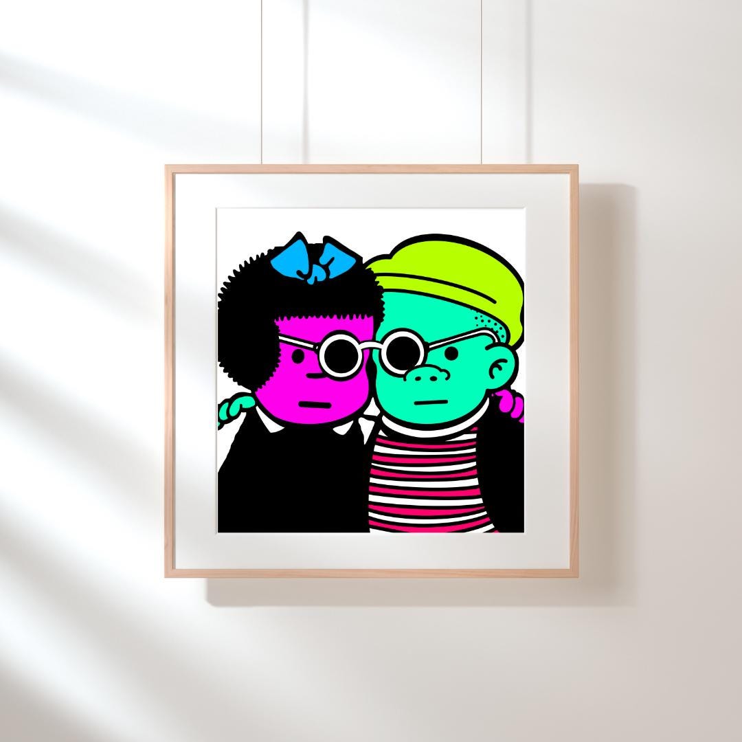 Nancy & Sluggo Charming Illustration of Two Friends Sharing Glasses ...