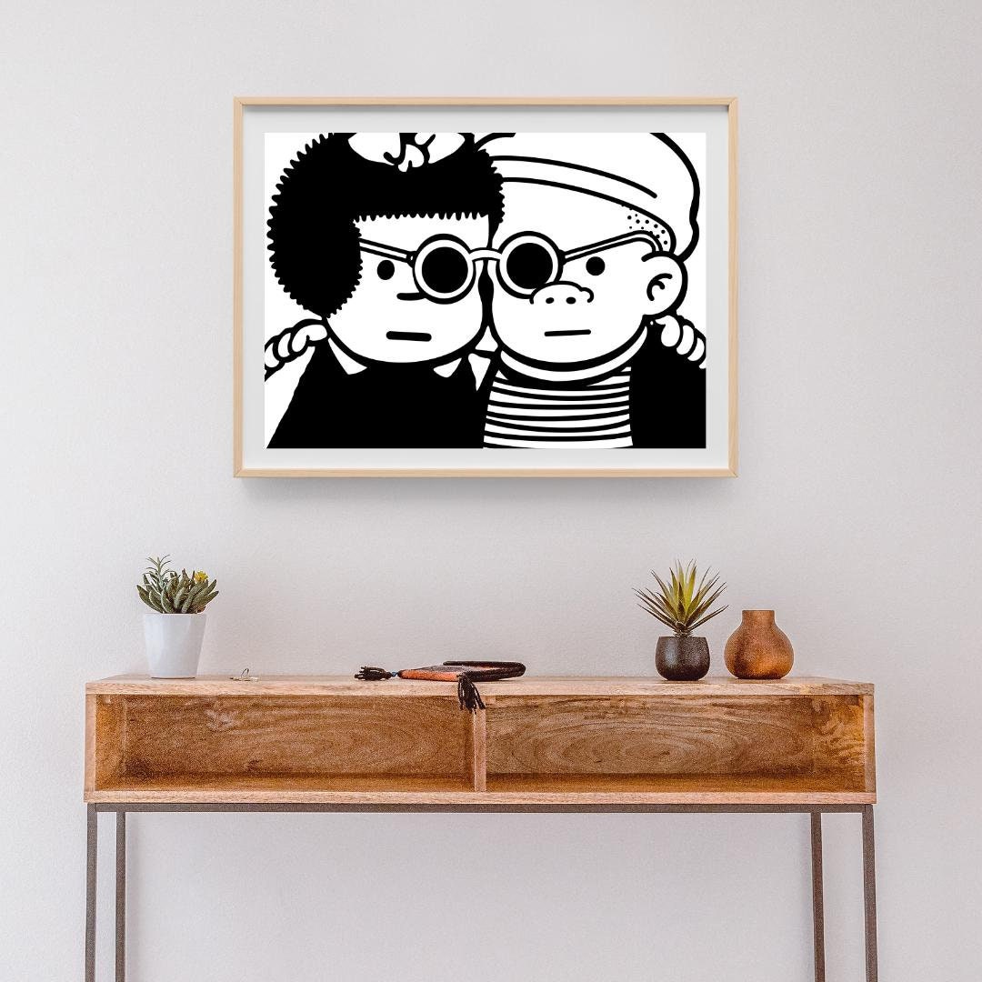 Nancy & Sluggo Charming Illustration of Two Friends Sharing Glasses ...