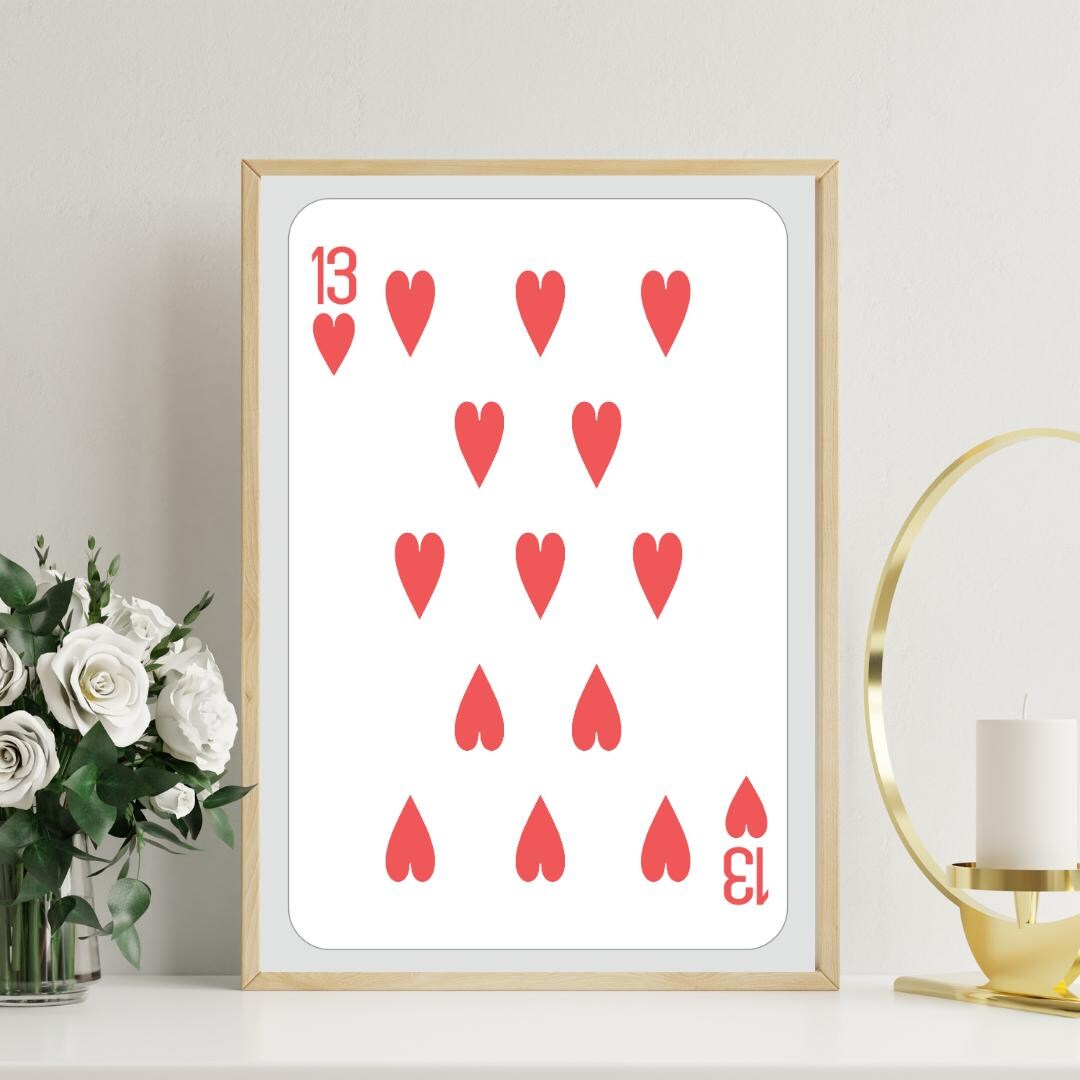 Lucky 13 of Hearts Card Poster Print Taylor Swift-inspired Wall Art for ...