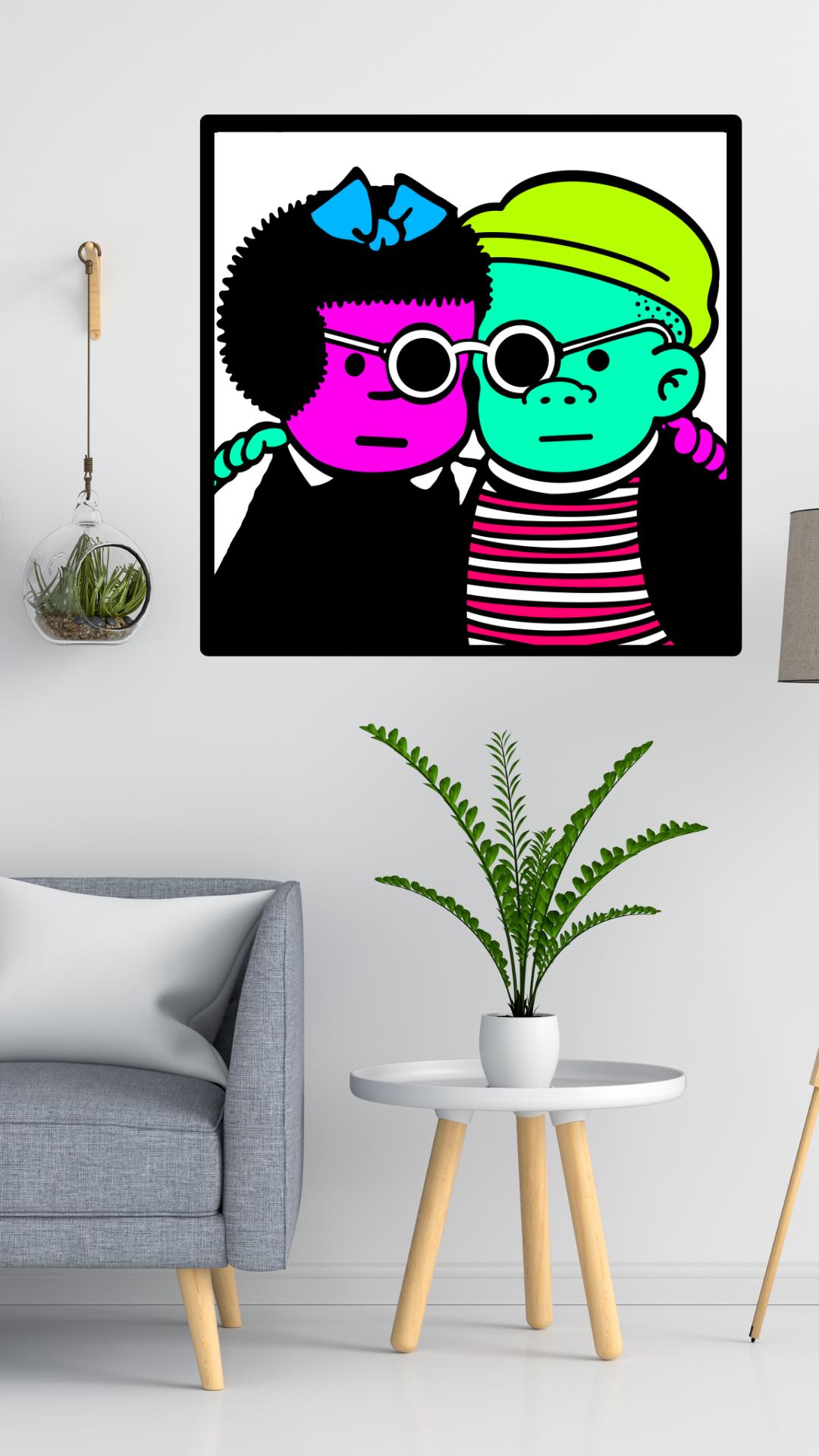 Nancy & Sluggo Charming Illustration of Two Friends Sharing Glasses ...
