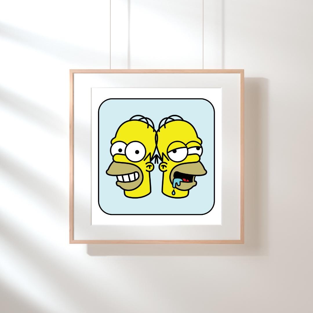 Dual Expressions: Normal & Drooling Homer Simpson Poster Print | Fun ...