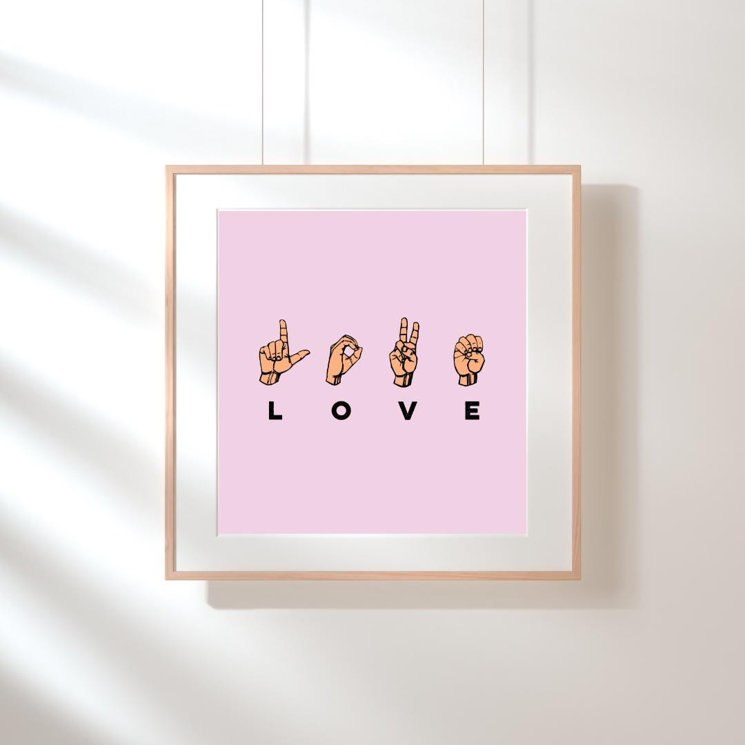 Minimalist LOVE ASL Sign Language Art Print | Modern Wall Decor - Etsy