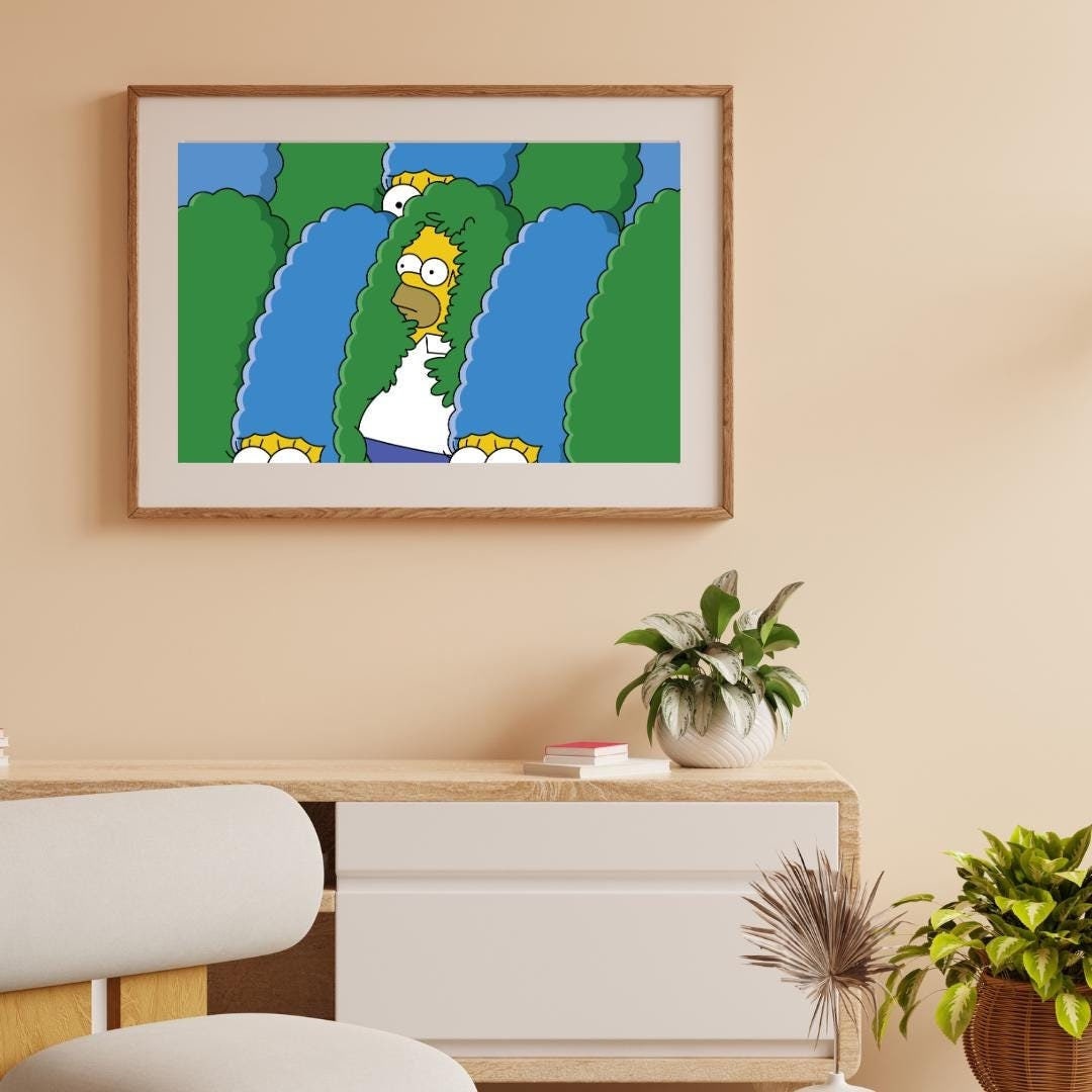 Homer Simpson Hiding in the Bush/marge's Hair Art Print | Funny and ...