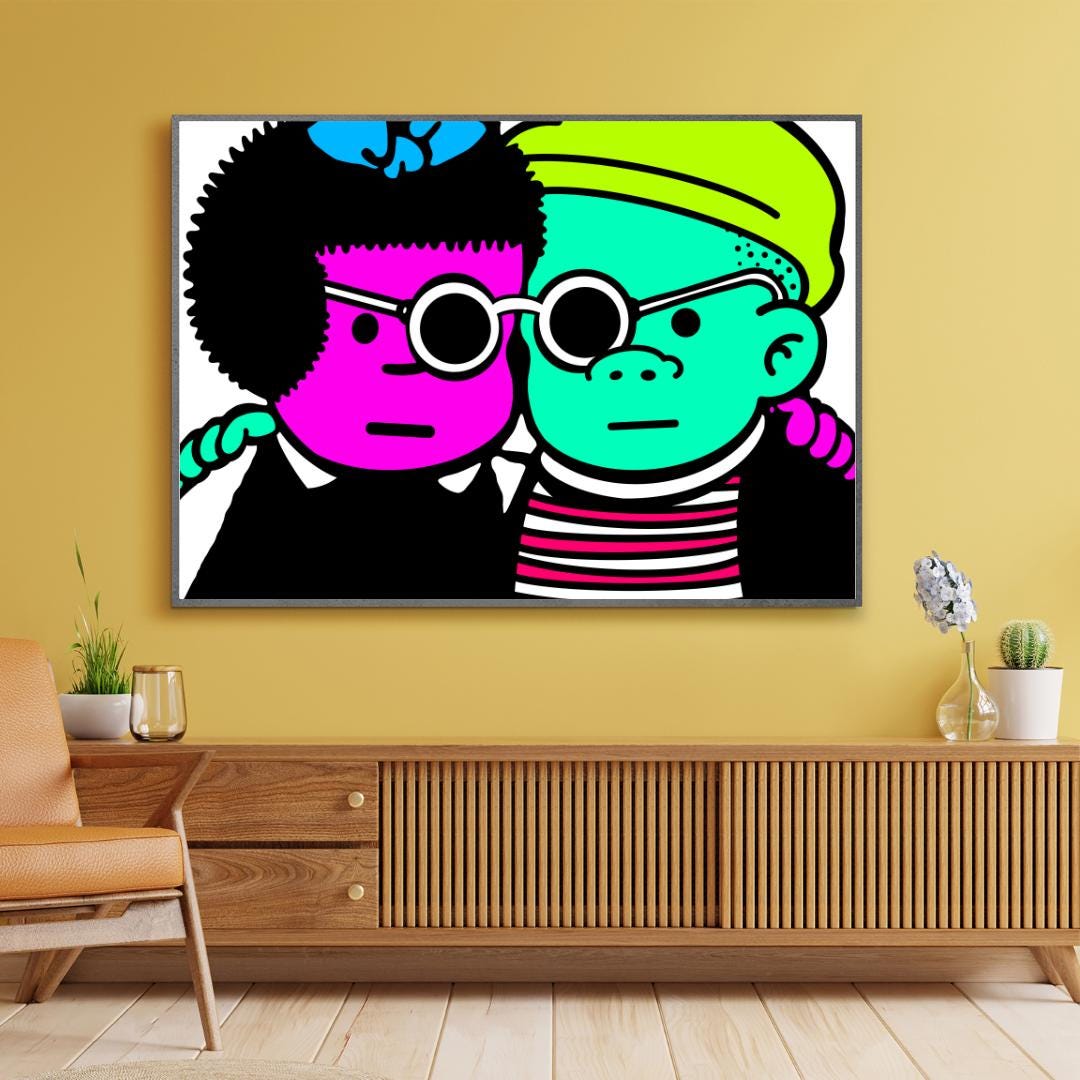 Nancy & Sluggo Charming Illustration of Two Friends Sharing Glasses ...