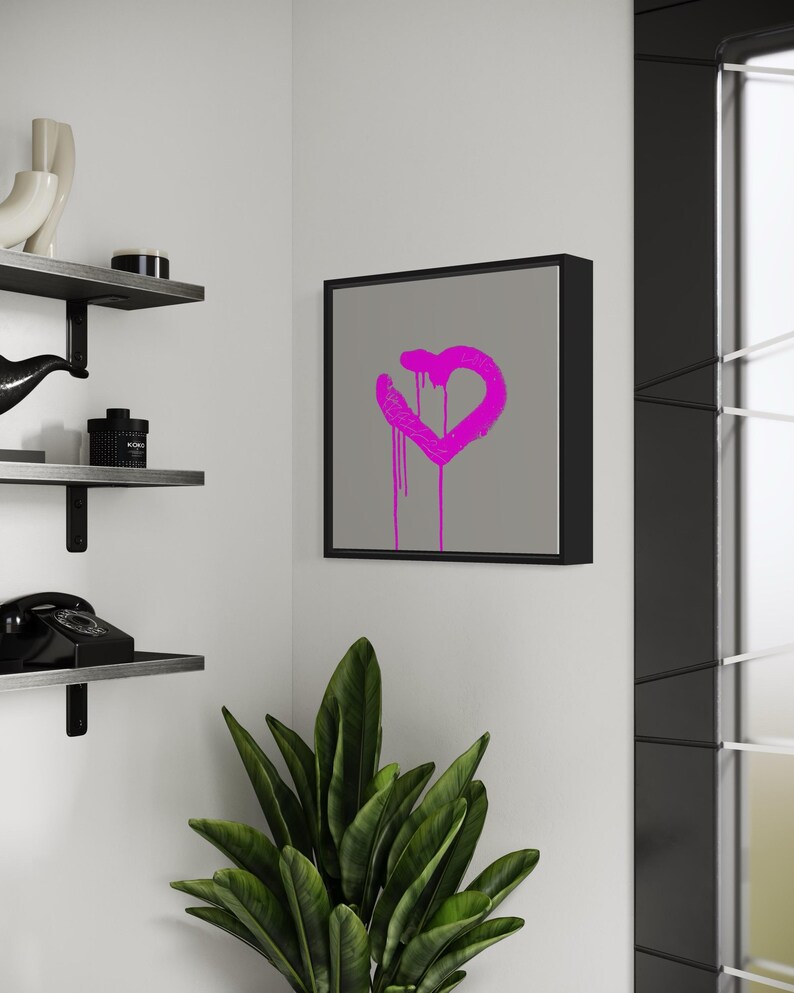 Bold Pink Dripping Heart Graffiti Art - Modern Digital Wall Art for ...