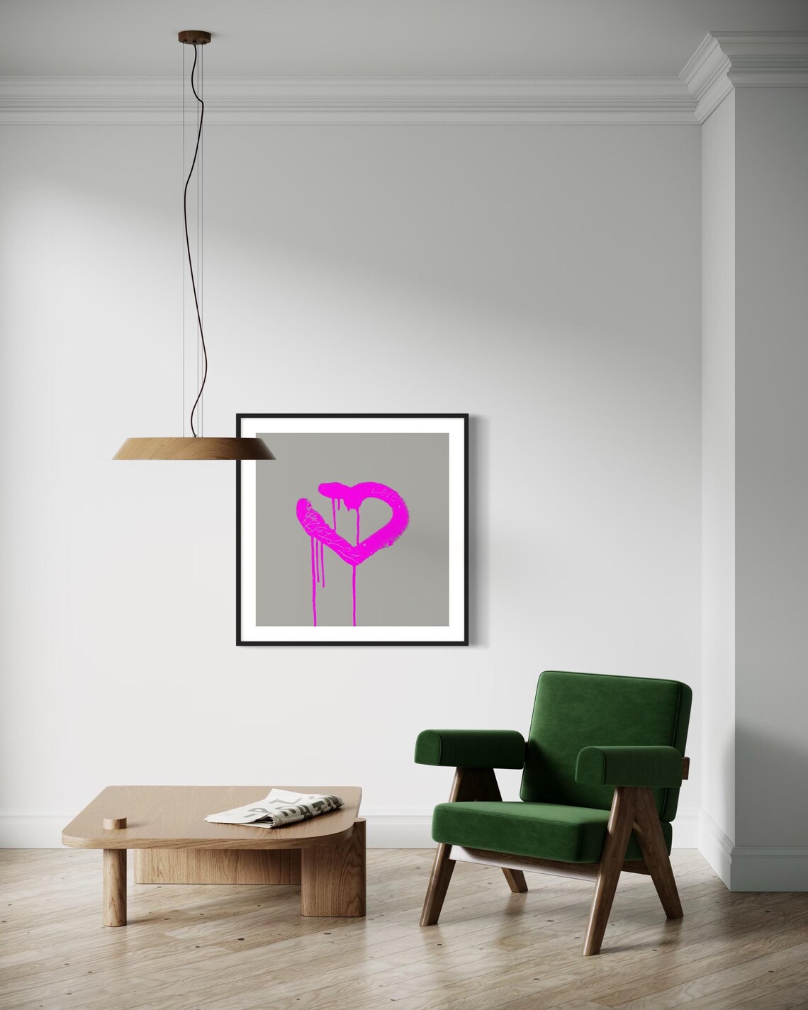 Bold Pink Dripping Heart Graffiti Art - Modern Digital Wall Art for ...