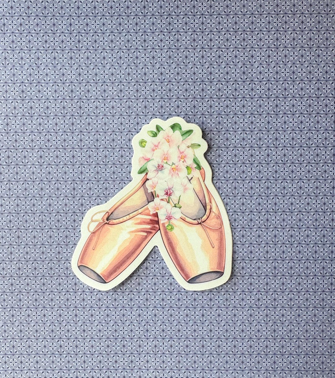 Floral Ballet Pointe Shoes Sticker - Gift for Ballerina - Flowers ...