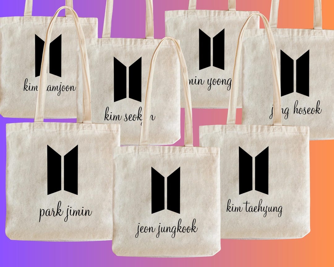 BTS Tote Bag, BTS Canvas Bag, Namjoon, Seokjin, Yoongi, Hoseok, Jhope ...