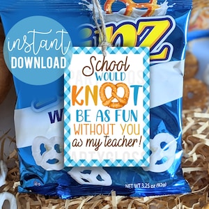 Pretzel Teacher Appreciation Printable Tag | Teacher Tags | School ...