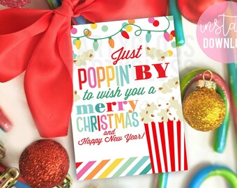 Just Popping by to Wish You a Happy Holidays Gift Tag Christmas Pop by ...