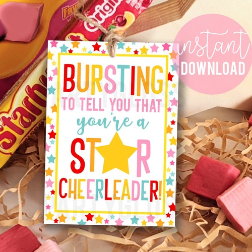 Cheerleader Printable Tag Printable Cheer Tags Cheerleader - Etsy