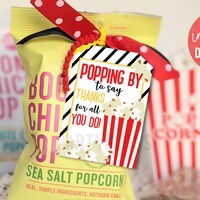 Popcorn Gift Tag, Popcorn Appreciation Tag, Poppin by to Say Thank You ...